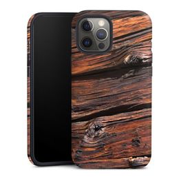 DeinDesign iPhone 12 Pro Handy Panzer Handyh&uuml;lle robuste Outdoor H&uuml;lle Schutzh&uuml;lle matt Wooden Look Beams Wood Tough Case