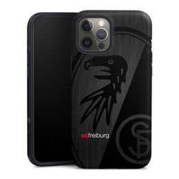 DeinDesign iPhone 12 Pro Handy Panzer Handyh&uuml;lle robuste Outdoor H&uuml;lle Schutzh&uuml;lle matt Sc Freiburg Metallic Look Official Licensed Product Tough Case