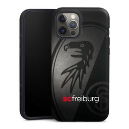 DeinDesign iPhone 12 Pro Handy Panzer Handyh&uuml;lle robuste Outdoor H&uuml;lle Schutzh&uuml;lle matt Official Licensed Product Sc Freiburg Metallic Look Tough Case