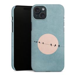 DeinDesign iPhone 15 Plus Handy Premium Case Smartphone Handyh&uuml;lle Schutzh&uuml;lle matt Bird Turquoise Moon Premium Case