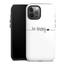 DeinDesign iPhone 12 Pro Handy Panzer Handyh&uuml;lle robuste Outdoor H&uuml;lle Schutzh&uuml;lle matt Happiness Sayings Statement Tough Case