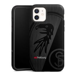 DeinDesign iPhone 12 Handy Panzer Handyh&uuml;lle robuste Outdoor H&uuml;lle Schutzh&uuml;lle matt Sc Freiburg Official Licensed Product Metallic Look Tough Case