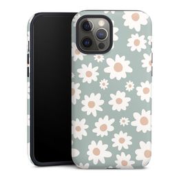 DeinDesign iPhone 12 Pro Handy Panzer Handyh&uuml;lle robuste Outdoor H&uuml;lle Schutzh&uuml;lle matt Flowers Daisy Muster Tough Case