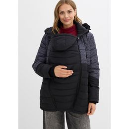 bonprix Wattierte 3-in-1 Umstandsjacke und Tragejacke, schwarz, Gr.40, Mittelwarm wattierte Steppjacke f&uuml;r die Schwangerschaft und danach