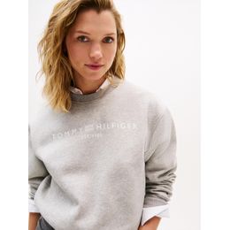 Tommy Hilfiger Damen Sweatshirt "MDRN REG CORP LOGO C-NK SWTSHRT"light grau heather, Gr. S, unifarben, Sweatware, Obermaterial: 63% Baumwolle, 37%