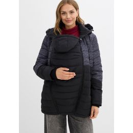 bonprix Wattierte 3-in-1 Umstandsjacke und Tragejacke, schwarz, Gr.50, Mittelwarm wattierte Steppjacke f&uuml;r die Schwangerschaft und danach
