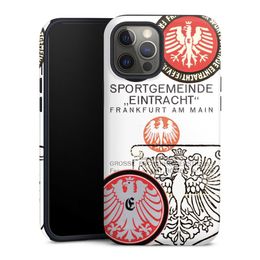 DeinDesign iPhone 12 Pro Handy Panzer Handyh&uuml;lle robuste Outdoor H&uuml;lle Schutzh&uuml;lle matt Retro Eintracht Frankfurt Official Licensed Product Tough Case