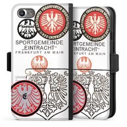 DeinDesign iPhone 8 Handy Klapph&uuml;lle Handyh&uuml;lle aus Kunst Leder schwarz Flip Case Eintracht Frankfurt Retro Official Licensed Product Sideflip mit Lasche