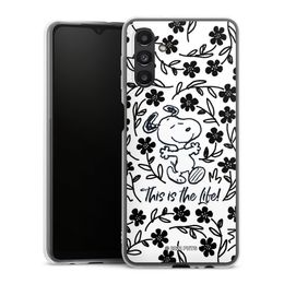 DeinDesign Galaxy A13 5G Handy Silikon H&uuml;lle Case transparent Handyh&uuml;lle Peanuts Flowers Snoopy Silikon Case