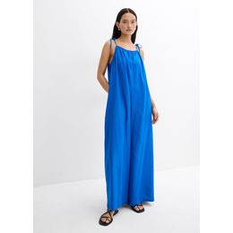 bonprix Jumpsuit aus leichtem Leinen-Viskose-Mix, blau, Viskose