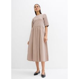bonprix Midikleid aus reiner Baumwolle, braun, 100% Baumwolle