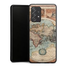 DeinDesign Galaxy A52s 5G Handy Premium Silikon H&uuml;lle Handyh&uuml;lle schwarz Case Vintage Map World Map Silikon Premium Case