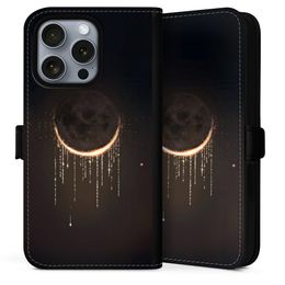 DeinDesign iPhone 16 Pro Max Handy Klapph&uuml;lle Handyh&uuml;lle aus Kunst Leder schwarz Flip Case Full Moon Moon Light Sideflip mit Lasche