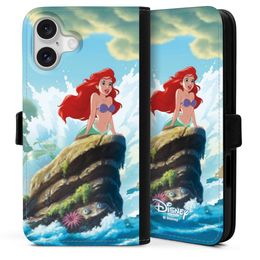 DeinDesign iPhone 16 Plus Handy Klapph&uuml;lle Handyh&uuml;lle aus Kunst Leder schwarz Flip Case Official Licensed Product Arielle Die Meerjungfrau Mermaid Sideflip mit 