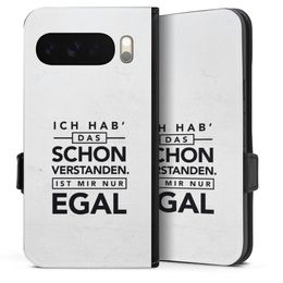 DeinDesign Google Pixel 10 Pro XL Handy Klapph&uuml;lle Handyh&uuml;lle aus Kunst Leder schwarz Flip Case Spruch Sayings Statement Sideflip mit Lasche