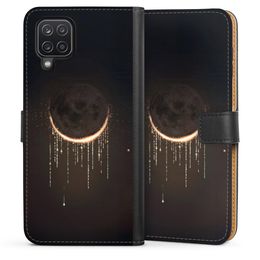 DeinDesign Galaxy A12 Handy Klapph&uuml;lle Handyh&uuml;lle aus Kunst Leder schwarz Flip Case Moon Light Full Moon Sideflip mit langer Lasche
