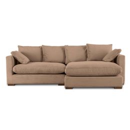 Ecksofa Home Affaire "Coray", braun (light braun), B:266cm H:80cm T:153cm, 100% Polyester, Sofas, Ecksofa, Breite 266 cm, extra weich und kuschelig, mit Federn und Daunen