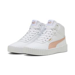 Sneaker Puma "CARINA 3.0 MID", Damen, Gr. 40, wei&szlig; (Puma wei&szlig;, rose quartz, Puma gold), Schuhe Sneaker, kn&ouml;chelhoher Schnitt, Schn&uuml;rung, nicht herausnehmbare Innensohle