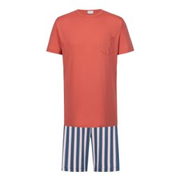 Mey Pyjama 'Bold Coral Stripes' Herren Gr&ouml;&szlig;e S navy / orange / wei&szlig;