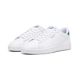 Sneaker Puma "SMASH 3.0 L", Herren, Gr. 40,5, wei&szlig; (Puma wei&szlig;, malachite, Puma gold), Leder, Schuhe Sneaker, mit sportlicher Optik, mit leicht profilierter Gummilaufsohle