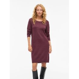 Strickkleid Vila "VIRIL L/S KNIT DRESS - NOOS", Damen, Gr. M, N-Gr, fig detail:schwarz melange, Feinstrick, Obermaterial: 50% Viskose, 27% Nylon, 23% Polyester, meliert, regular fit kniefrei, Rundhals, Rippstrickb&uuml;ndchen, Kleider Strickkleid