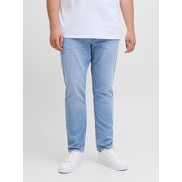 Jack & Jones PlusSize Slim-fit-Jeans "JJIGLENN JJORIGINAL MF 071 NOOS PLS", Herren, Gr. 42, L&auml;nge 30, blau (blau denim), Denim/Jeans, Obermaterial: 76% Baumwolle, 22% Polyester, 2% Elasthan, JACK & JONES PLUSSIZE, Abriebeffekte, slim fit kn&ouml;chellang, Jeans Slim-fit-Jeans
