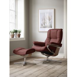 Relaxsessel stressless "Mayfair", rot (cherry paloma), B:79cm H:102cm T:73cm, Leder PALOMA: PALOMA ist ein durchgef&auml;rbtes Semianilin-M&ouml;belleder mit nat&uuml;rlicher Narbung., Sessel, Relaxsessel, mit Hocker, mit Cross Base, Gr&ouml;&szlig;e S, M & L, Holzakzent Eiche