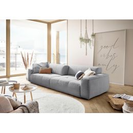Big-Sofa 3C CANDY "Yoshy Mega Sofa mit Komfortfunktionen, modern und bequem", grau, B:298cm H:74cm T:120cm, 88% Polyester, 12% Polyacryl, Sofas, Big-Sofa, Zwei Sitztiefen durch verstellbare R&uuml;ckenlehne, Bezug in Cord