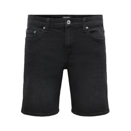 Only & Sons Shorts ONLY & SONS "ONSWEFT BOX PIM DNM SHORTS VD", Damen, Gr. M, N-Gr, washed schwarz, Web, Obermaterial: 50% Baumwolle, 30% Polyester, 18% Viskose, 2% Elasthan, unifarben, regular fit, Hosen Shorts