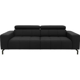 2,5-Sitzer DOMO collection "Cunelli zeitlos und elegant, moderne Sitzn&auml;hte als Designelement", schwarz, B:238cm H:79cm T:104cm, Lederlook;100% Polyurethan, Sofas, 2 5-Sitzer, wahlweise mit 6-fach verstellbaren Kopfteilen, fester Sitzkomfort