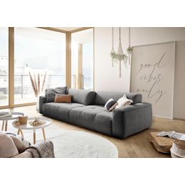 Big-Sofa 3C CANDY "Yoshy Mega Sofa mit Komfortfunktionen, modern und bequem", grau (dunkelgrau), B:298cm H:74cm T:120cm, 88% Polyester, 12% Polyacryl, Sofas, Big-Sofa, Zwei Sitztiefen durch verstellbare R&uuml;ckenlehne, Bezug in Cord