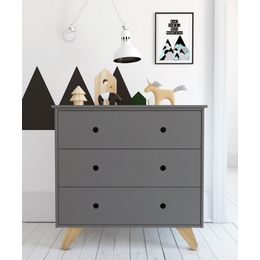 M&ouml;bilia Schubkastenkommode M&Ouml;BILIA "Dolidoo", grau (grau, natur), B:95cm H:90cm T:50cm, MDF, Massivholz, Sideboards, Schubkastenkommode, im modernen Scandi Design