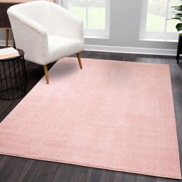 Teppich Carpet City "Softshine 2236", pink, B:60cm H:14mm L:110cm, Kunstfaser, Teppiche, Teppich, L&auml;ufer, Hochflor, besonders weich, robust, Uni, Wohnzimmer