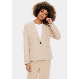Kurzblazer Saint Tropez "CelestSZ", Damen, Gr. S (36), beige (cement), Web, Obermaterial: 92% Polyester, 8% Elasthan, unifarben, V-Ausschnitt, Blazer Kurzblazer