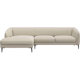 Ecksofa FLEXLUX "Belle Designsofa, L-Form, B/T 288/149 cm", wei&szlig; (sanftes wei&szlig;), B:288cm H:74cm T:149cm, 100% Polyester, Sofas, Ecksofa, Skandinavisches Design, In hochwertiger Verarbeitung