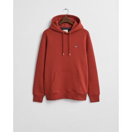 Hoodie Gant "REG SHIELD HOODIE", Herren, Gr. M, modern rust, Sweatware, Obermaterial: 78% Baumwolle, 22% Polyester, regular fit h&uuml;ftlang, elastischer Bund, Sweatshirts Hoodie, mit Logostickerei auf der Brust