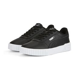 Sneaker Puma "CARINA 2.0", Damen, Gr. 37, schwarz (Puma schwarz, Puma schwarz, Puma silber), Leder, Schuhe Sneaker, aus Leder, mit Schn&uuml;rung, mit SOFTFOAM+ Innensohle