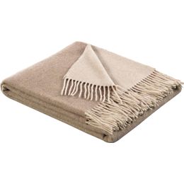 Wohndecke Biederlack "Soft Impression im Doubleface-Look", beige (natur, sand), B:150cm L:200cm, Kaschmir, Wolle, Wohndecken, Wohndecke, Wolle-Kaschmir-Mix