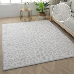 Teppich OTTO HOME "Leo, mit trendigem Leopardenmuster, waschbar", grau, creme, B:200cm H:12mm L:300cm, Kunstfaser, Polyester, Teppiche, Teppich, kuschelig & weich, modern, Animal Print, Wohnzimmer, Schlafzimmer