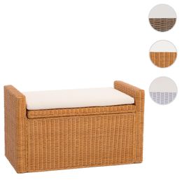 Mendler Sitzbank M92 Garderobenbank Bank Sitzhocker, mit Stauraum Kissen Kubu Rattan 88cm ~ Variantenangebot 16642
