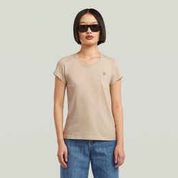 G-Star Raw V-Shirt G-STAR "Eyben", Damen, Gr. L (40), beige (dk brick), Jersey, Obermaterial: 100% Baumwolle, unifarben, slim fit normal, V-Ausschnitt, Shirts V-Shirt, mit Label