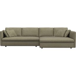 Ecksofa FLEXLUX "Lovane", gr&uuml;n (fall gr&uuml;n), B:290cm H:84cm T:185cm, 62% Polyester/14% Cotton/7% Linen, Sofas, Ecksofa, Weich & anschmiegsam, gro&szlig;e Sitztiefe auf Kaltschaum, Dekokissen inkl.