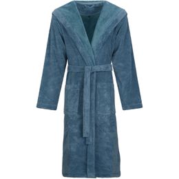 Unisex-Bademantel Vossen "Lynn" Gr. XL, blau (polo blau), L:120cm, Wirkvelours, Hausm&auml;ntel, Unisex-Bademantel, f&uuml;r Damen & Herren, mit Kapuze, aus Microfaser