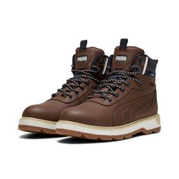 Winterboots Puma "DESIERTO V3 PURETEX", Damen, Gr. 40, chestnut braun, chestnut braun, new navy, Synthetik, Schuhe Winterboots, wasserdichtes Obermaterial, warm gef&uuml;ttert mit Fell, mit Schn&uuml;rung