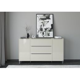 Sideboard "Reno", kaschmir matt lack, glas kaschmir glanz, B:182cm H:106cm T:42cm, Glas, Holzwerkstoff, SET ONE BY Musterring, Sideboards, Sideboard, Mit Vierkantfu&szlig; in diversen Farben, 106 cm H&ouml;he & Farbauswahl