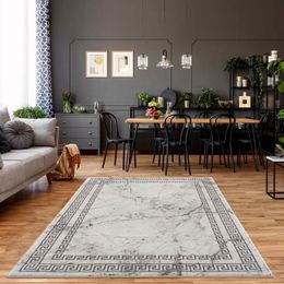 Teppich Carpet City "Noa 9273" Gr. 31, grau, B:140cm H:11mm L:200cm, Kunstfaser, Teppiche, Teppich, L&auml;ufer, Kurzflor, Modern, Weicher Flor, Pflegeleicht, Wohnzimmer