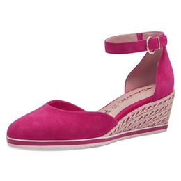 Keilpumps Tamaris, Damen, Gr. 36, pink, Veloursleder, unifarben, Schuhe Keilpumps, Keilabsatz, Schlupfschuh, Riemchensandale mit modischem Jute-Besatz
