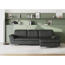 Ecksofa DOMO collection "Franzi Steppung im Sitzbereich B7T/H: 278/162/80 cm, L-Form", grau (dunkelgrau), B:278cm H:80cm T:171cm, Flachgewebe (100% Polyester);Chenille (100% Polyester), Sofas, Ecksofa, wahlweise mit Bettfunktion, Bettkasten und Kopfteilverstellung