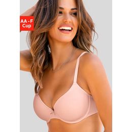 Schalen-BH Lascana "Ela - perfect basic", Damen, Gr. 70, Cup AA, rot (apricot), Microtouch, Obermaterial: 82% Polyamid (TACTEL), 18% Elasthan (LYCRA), Basic, BHs Schalen-BH, mit B&uuml;gel aus seidiger Microfaser