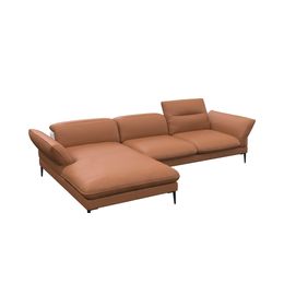 Ecksofa FLEXLUX "Salino, Funktionssofa mit Recamiere, Relaxsofa, Ecksofa", braun (modern cognac braun), B:307cm H:88cm T:182cm, Sofas, Ecksofa, Sofa mit Arm- und Kopfteil-Verstellungen, Kaltschaum & Stahl-Wellen